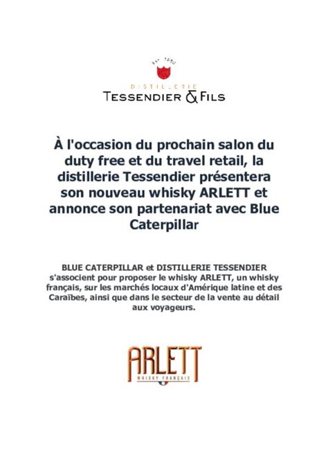 La Distillerie Tessendier Présente Son Nouveau Whisky Arlett Et Annonce Son Partenariat Avec