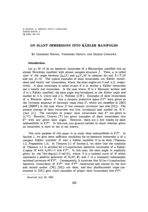 Pdf On Slant Immersions Into Kähler Manifolds