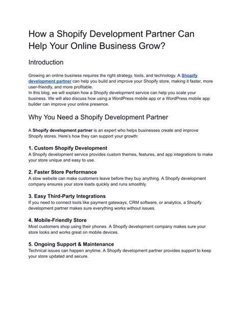 Ppt How A Shopify Development Partner Can Help Your Online Business Grow Powerpoint