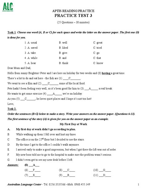 Aptis Reading Practice Test 3 Download Free Pdf Outer Space
