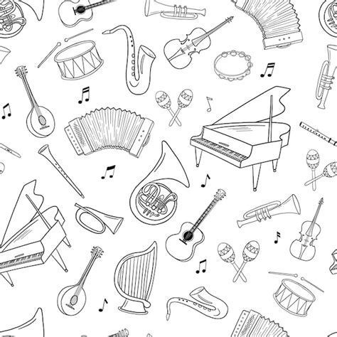Premium Vector Seamless Pattern With Music Notes And Musical Instruments