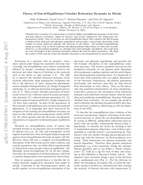 Pdf Theory Of Out Of Equilibrium Ultrafast Relaxation Dynamics In Metals