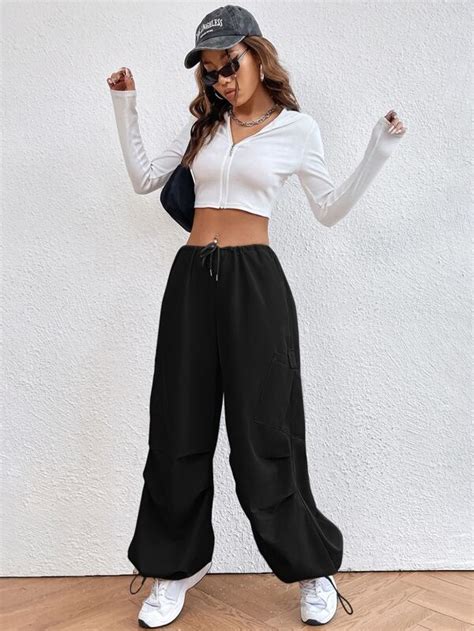Shein Ezwear Drawstring Waist Parachute Pants Shein Usa