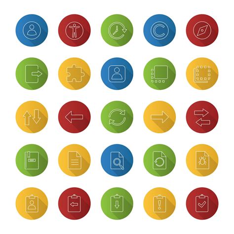 Ui Ux Flat Linear Long Shadow Icons Set System Elements Common