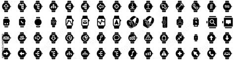 Set Of Smartwatch Icons Isolated Silhouette Solid Icon With Smartwatch
