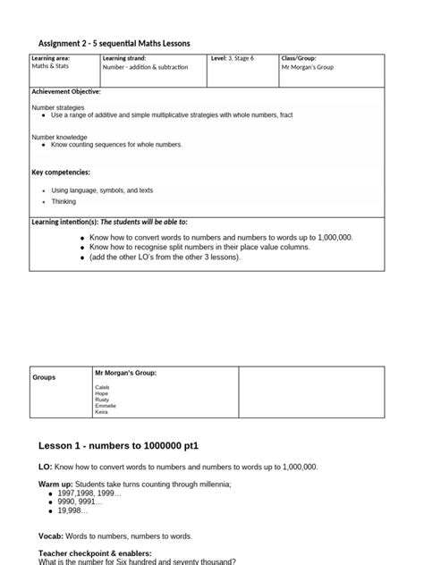 Assignment 2 5 Sequential Maths Lessons Pdf Procedural Knowledge Worksheet