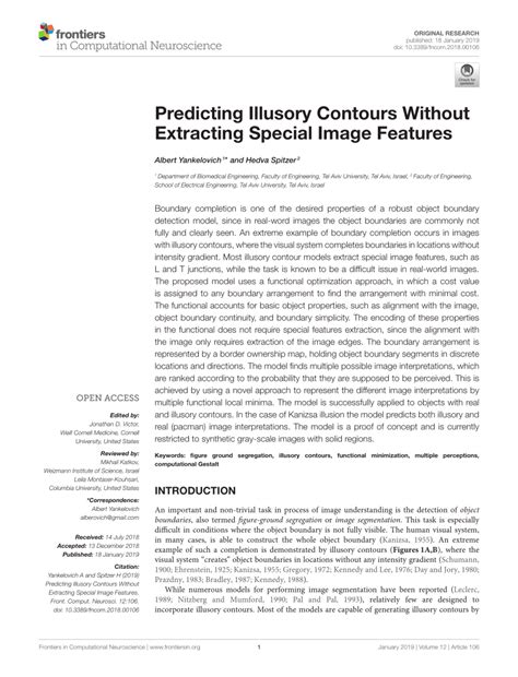 Pdf Predicting Illusory Contours Without Extracting Special Image Features