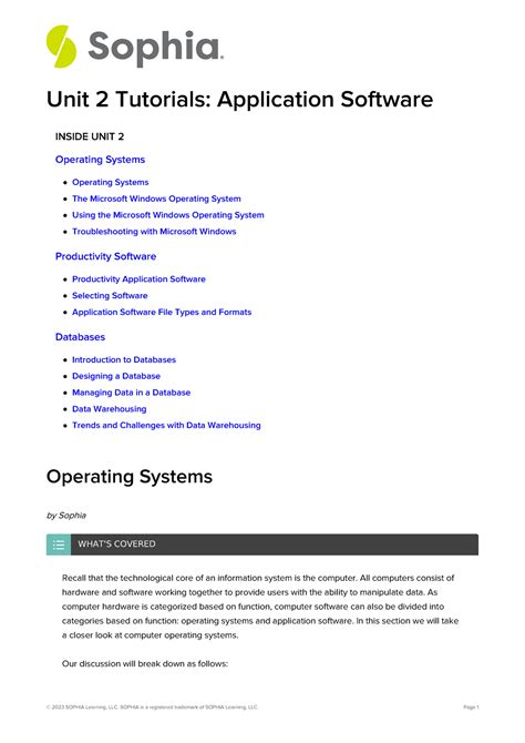 Unit 2 Tutorials Application Software Unit 2 Tutorials Application