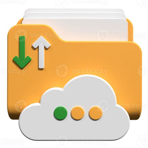 Cloud Storage 3d Illustration File Transfer Concept Cloud Download And Upload Icon Digital