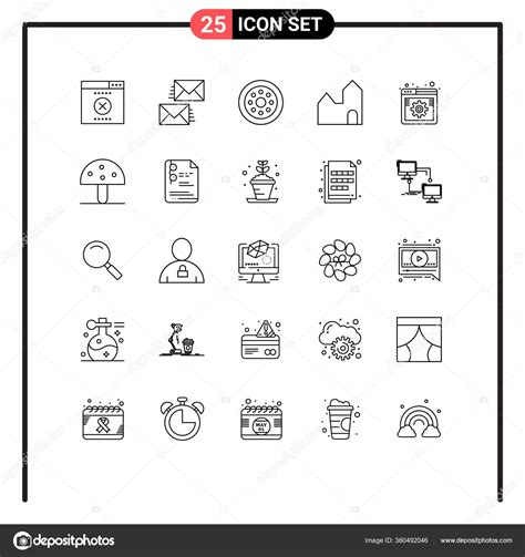 Group Lines Signs Symbols Online Industry Accessories Industrial Plant Factory Stock Vector