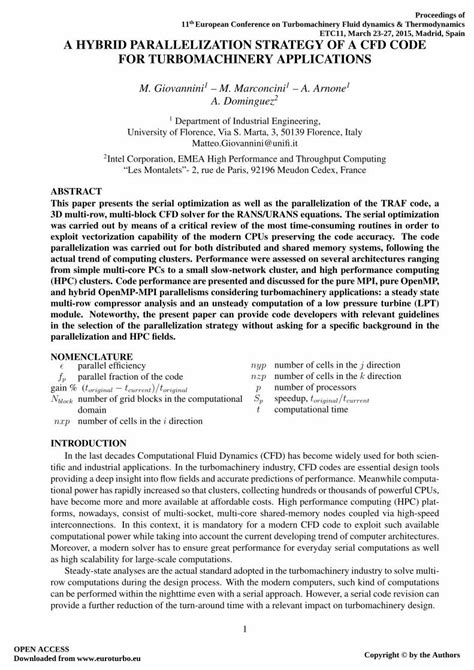 Pdf A Hybrid Parallelization Strategy Of A Cfd Code Source Code Is