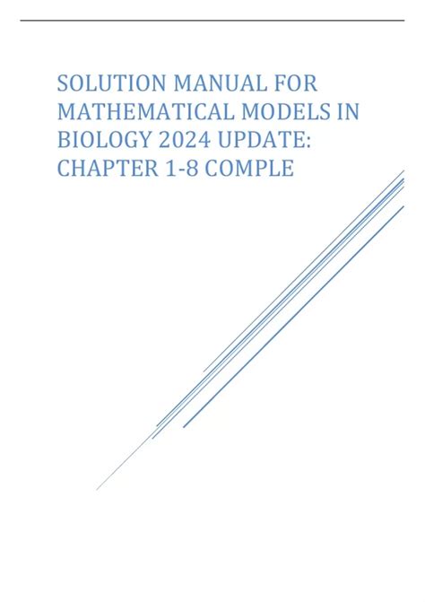 Solution Manual For Mathematical Models In Biology 2024 Update Chapter 1 8 Comple