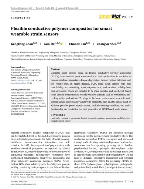 Pdf Flexible Conductive Polymer Composites For Smart Wearable Strain