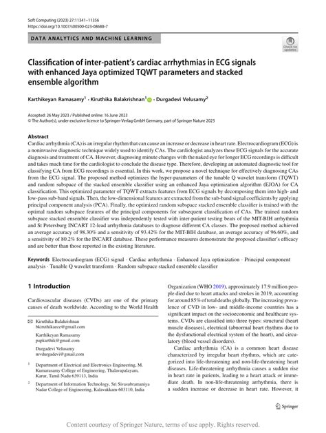 classification of inter patient s cardiac arrhythmias in ecg signals