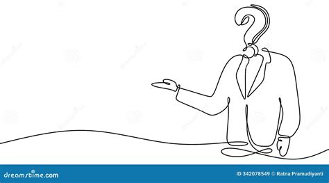 Minimalist Continuous Line Drawing Of Human Body With Question Mark Head Vector Illustration
