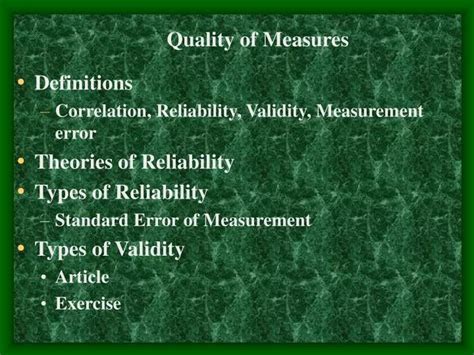PPT Definitions Correlation Reliability Validity Measurement Error Theories Of Reliability
