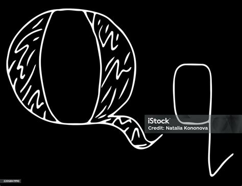 대문자 Q와 소문자 Q는 검은 색 배경에 곡선 흰색 선으로 손으로 그린 것입니다 0명에 대한 스톡 벡터 아트 및 기타 이미지 0명 개체 그룹 곡선 Istock