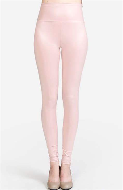 Dailylook High Waist Vegan Leather Leggings In Rose Leather Leggings