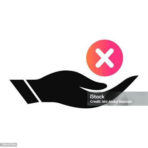 핸드 네거티브 로고 디자인 손 콘셉트 벡터가 있는 크로스 마크 로고 손 및 정지 로고 디자인 0명에 대한 스톡 벡터 아트 및