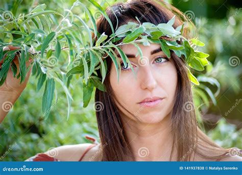 Summer Lifestyle Portrait Of Beautiful Romantic Girl Holding Bouquet Of