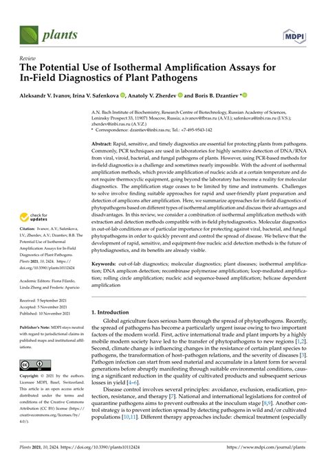 Pdf The Potential Use Of Isothermal Amplification Assays For In Field