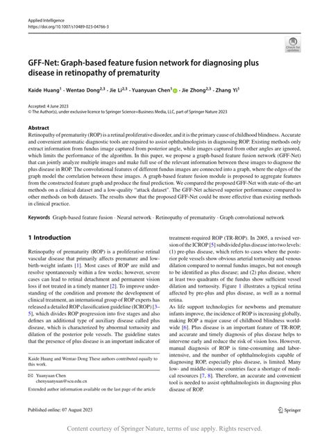 Gff Net Graph Based Feature Fusion Network For Diagnosing Plus Disease In Retinopathy Of