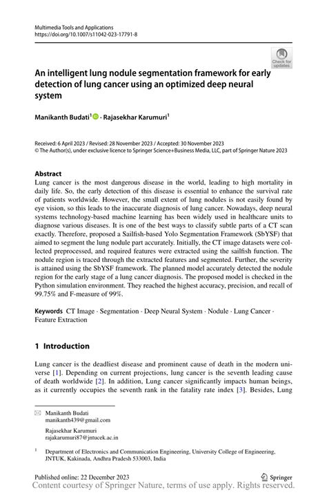 an intelligent lung nodule segmentation framework for early detection