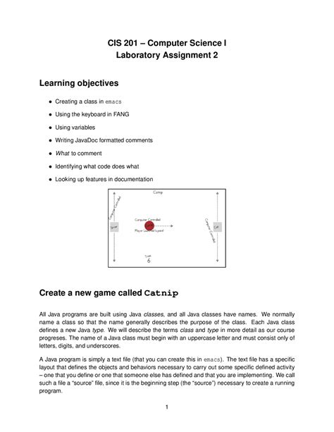 Computer Science I Lab Laboratory 2 Cis 201 Docsity