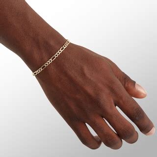 10k Hollow White Gold Beveled Figaro Chain Bracelet 75 Banter