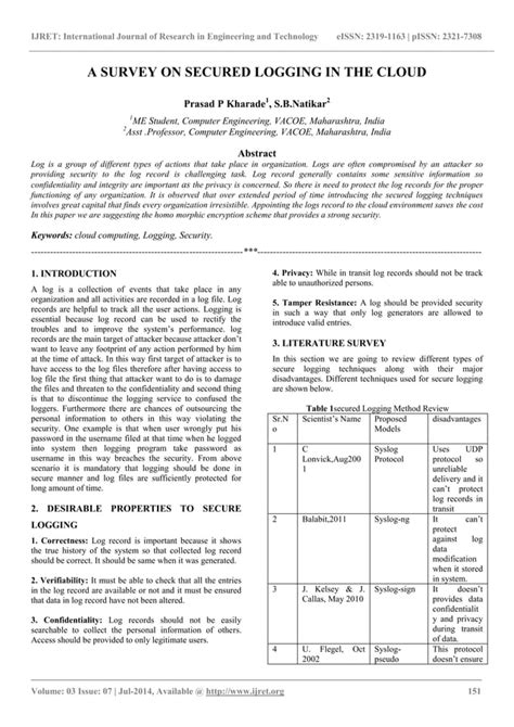 A Survey On Secured Logging In The Cloud Pdf