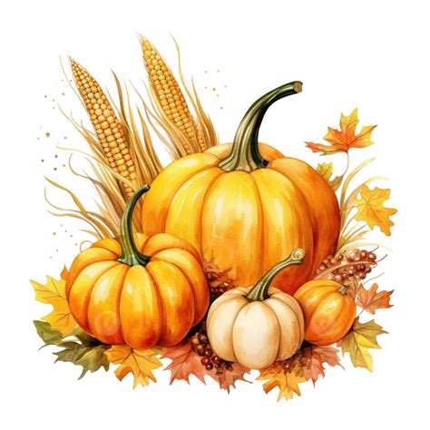 Thanksgiving Watercolor Elements Pumpkin And Corn Watercolor Pumpkin Thanksgiving Background