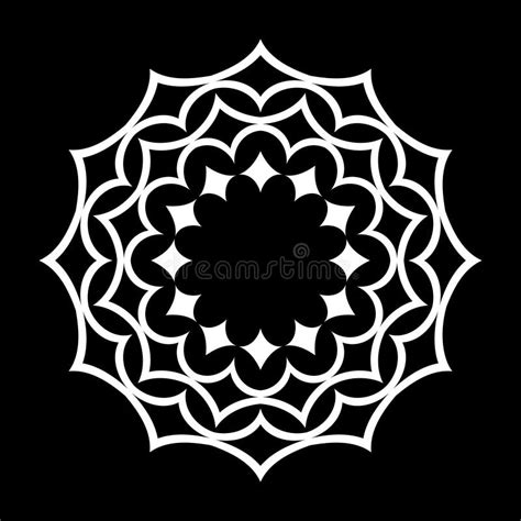Geometric Radial Circle White Pattern Mandala On Black Background Stock Vector Illustration Of