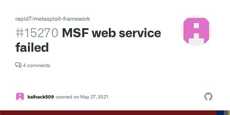 Msf Web Service Failed Issue Rapid Metasploit Framework Github