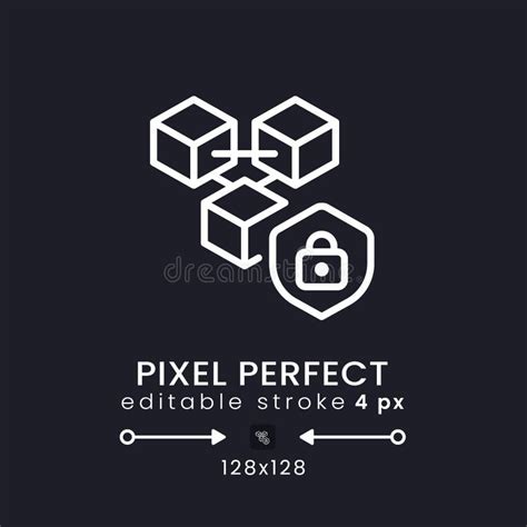 Blockchain Security White Linear Desktop Icon On Black Stock