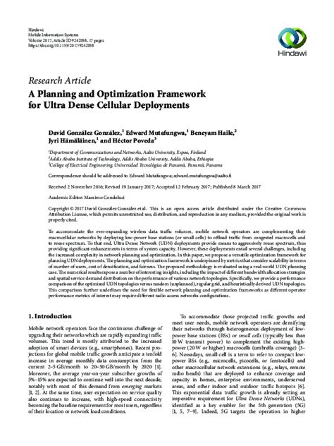 Pdf A Planning And Optimization Framework For Ultra Dense Cellular Deployments David