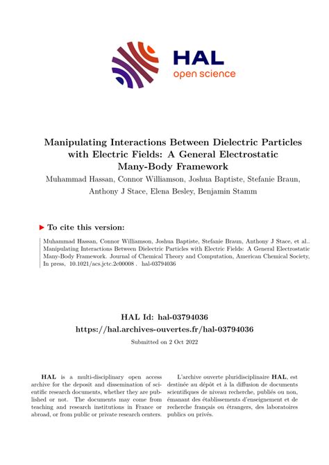 Pdf Manipulating Interactions Between Dielectric Particles With Electric Fields A General