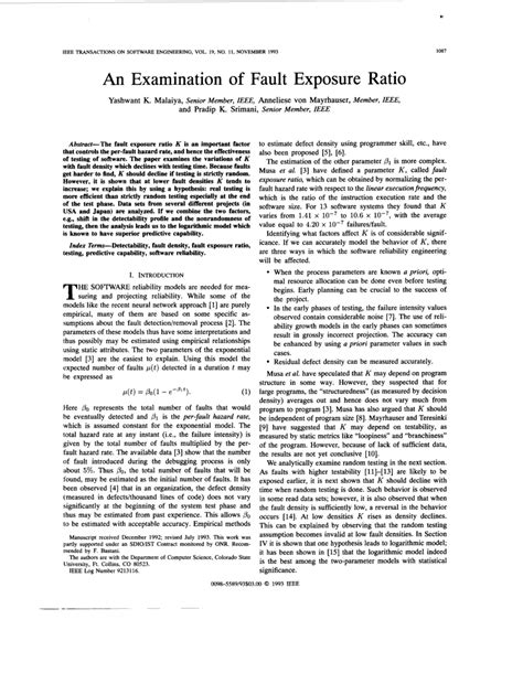 Pdf Examination Of Fault Exposure Ratio