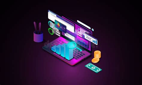 Laptop Technology Background Image Business Graph Data Visualization Stock Market Trend