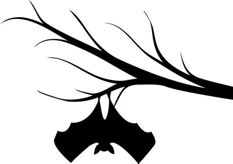 Bat Hanging On A Branch Halloween For Your Design On A White