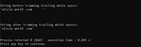C Program To Trim Trailing White Spaces From A String Aticleworld
