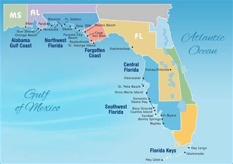 Map Of Gulf Coast Beaches In Florida