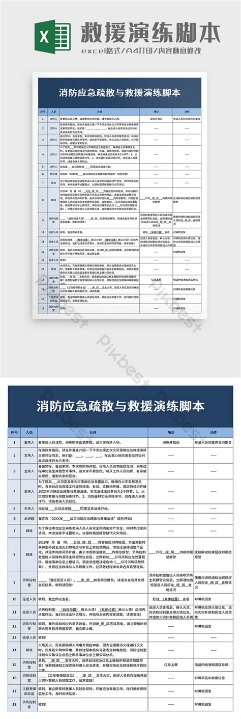 Fire Emergency Evacuation And Rescue Drill Script Excel Template Excel XLS Template Free