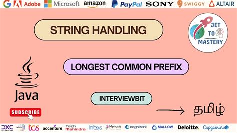 Longest Common Prefix Interviewbit Dsa Java Tamil Youtube