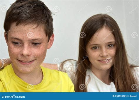 Brother And His Younger Sister Stock Image Image Of Chummy Amicably