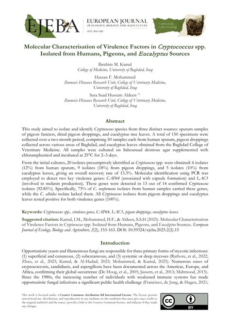 Pdf Molecular Characterisation Of Virulence Factors In Cryptococcus Spp Isolated From Humans