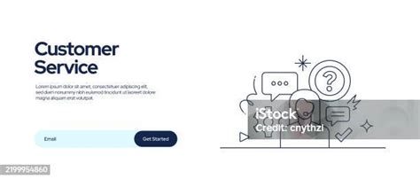 고객 서비스 개념 라인 아트 스타일 벡터 일러스트 레이 션 웹 페이지 배너 포스터 인쇄 등을 위한 디자인 0명에 대한 스톡 벡터 아트 및 기타 이미지 Istock