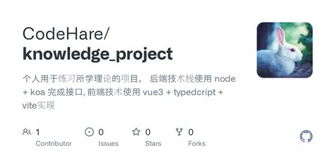 Github Codehareknowledgeproject 个人用于练习所学理论的项目， 后端技术栈使用 Node Koa