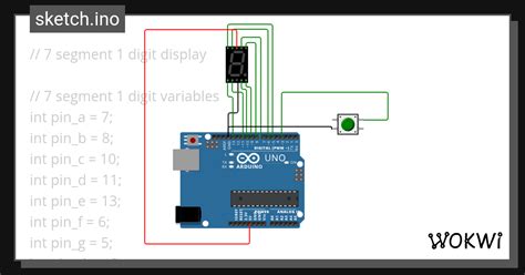 7 segment 1 digit wokwi arduino and esp32 simulator