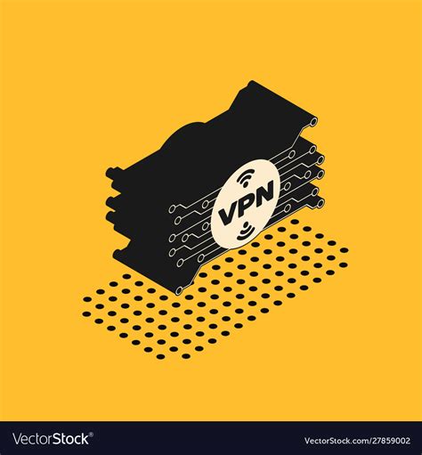Isometric Vpn In Circle With Microchip Circuit Vector Image