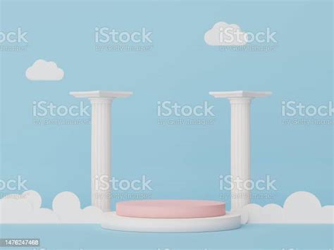 최소한의 기하학적 모양 디자인으로 3d 디스플레이 연단 모형 및 제품 프레젠테이션을 위한 렌더링 장면 3차원 형태에 대한 스톡 사진 및 기타 이미지 Istock